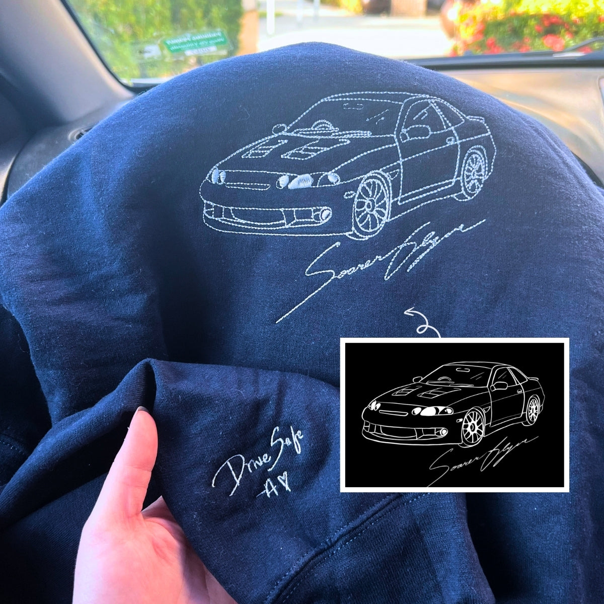 Custom Embroidered Car Hoodie, Sweatshirt with Car Photo | Car Enthusi ...