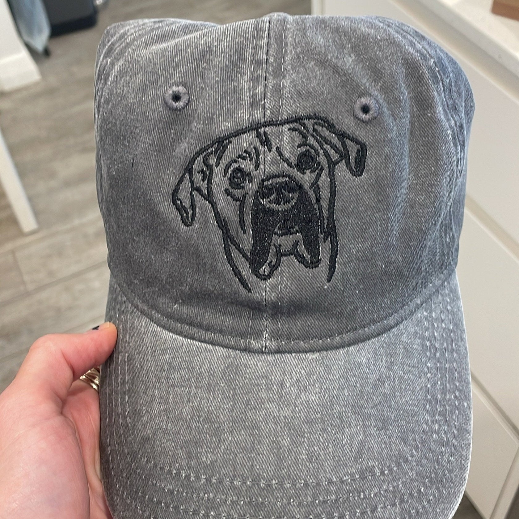 Custom Dog Face Outline Embroidered Hat | Gift For Pet Lovers – Embrolygift
