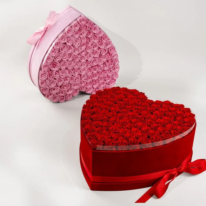 Heart Glitter Rose Box With Initial Couple Gift – Embrolygift