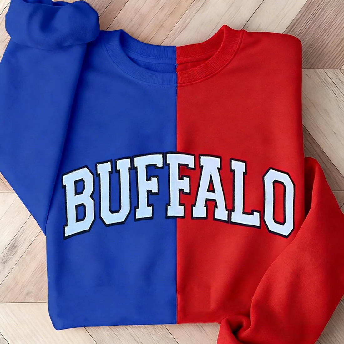 Personalized Embroidered Split Two Tone Crewneck Custom Team Name Colo ...