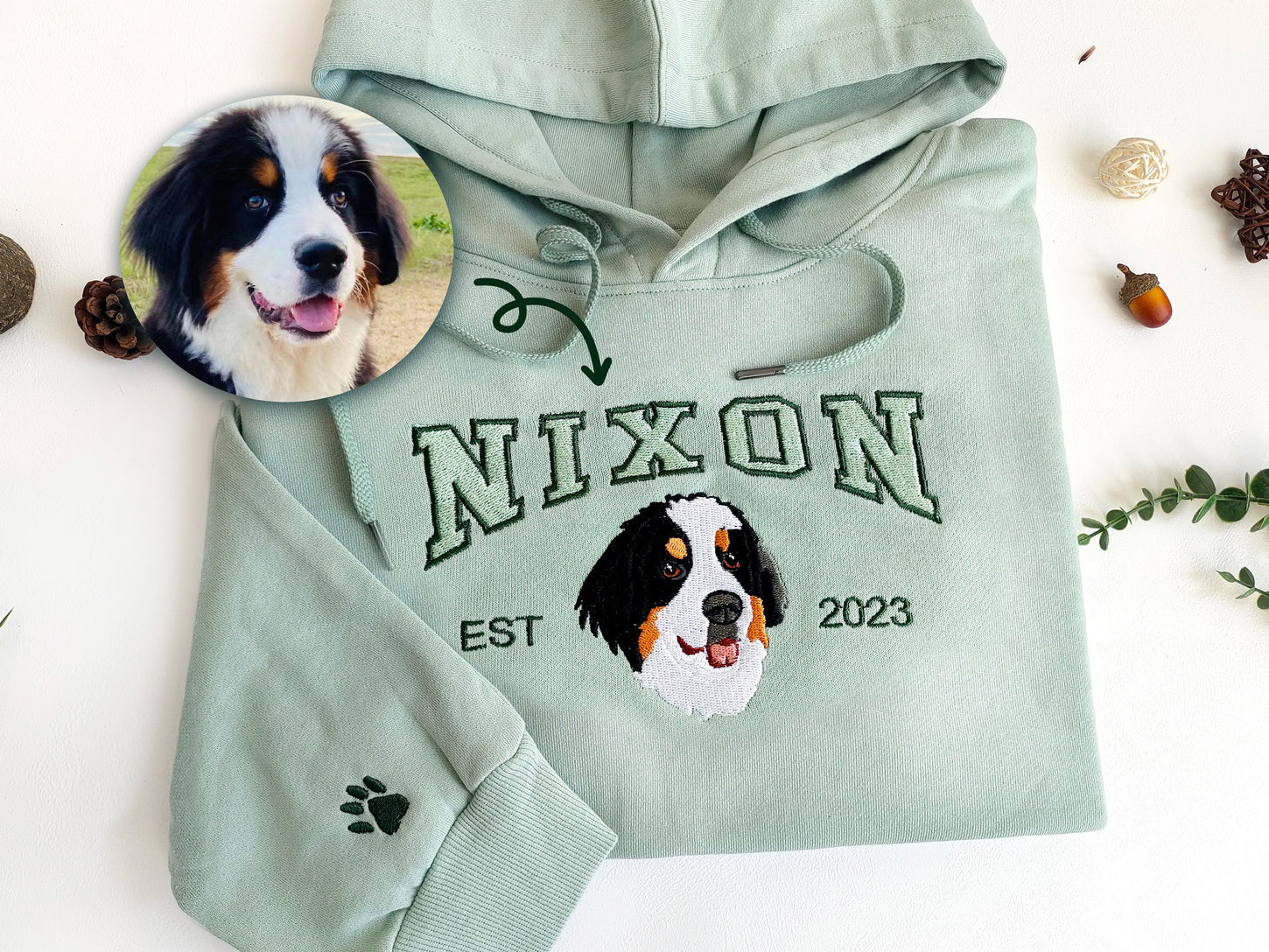 Custom Embroidered Pet Portrait Jumper Sweatshirt Hoodie T-shirt Gift ...