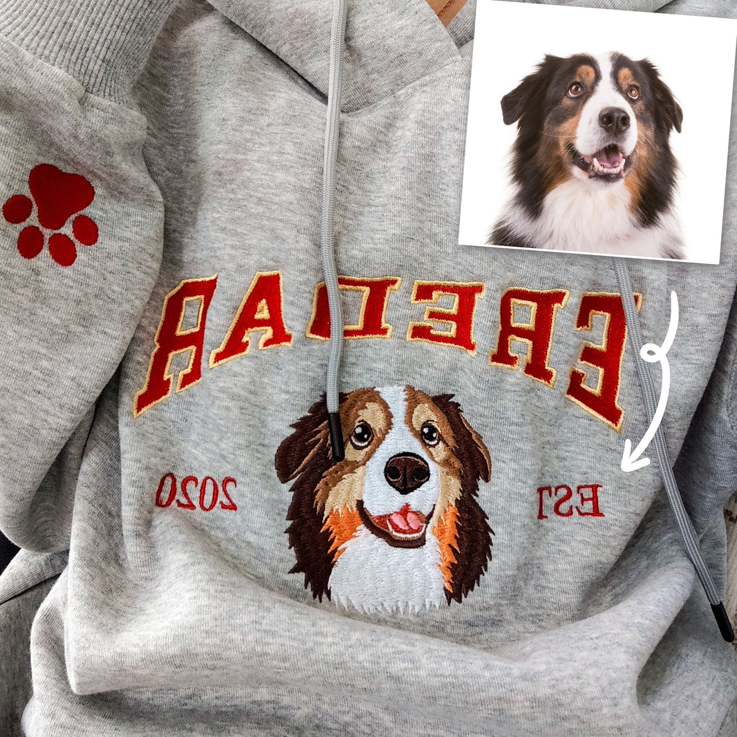 Custom Embroidered Pet Portrait Jumper Sweatshirt Hoodie T-shirt Gift ...